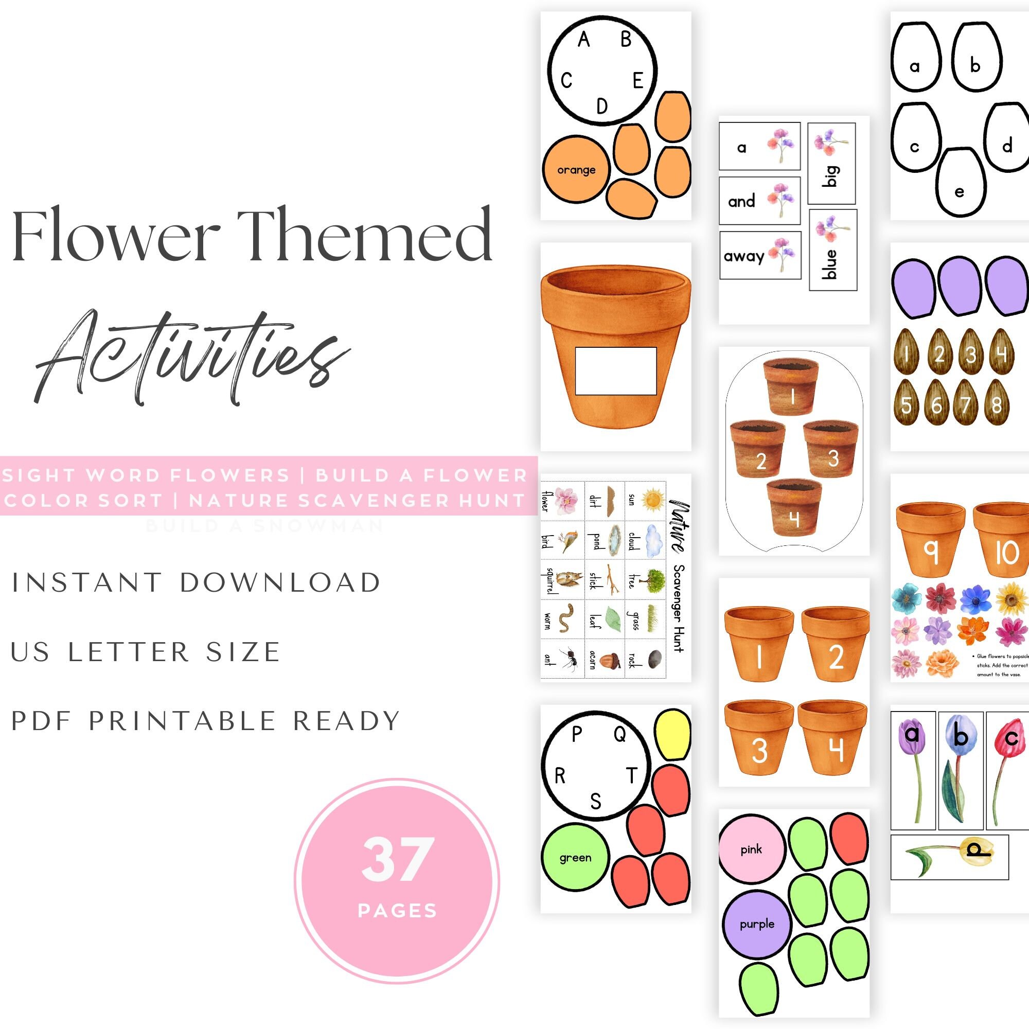 Flower Themed Bundle, Flower Unit Study, Preschool Printable, Preschool ...
