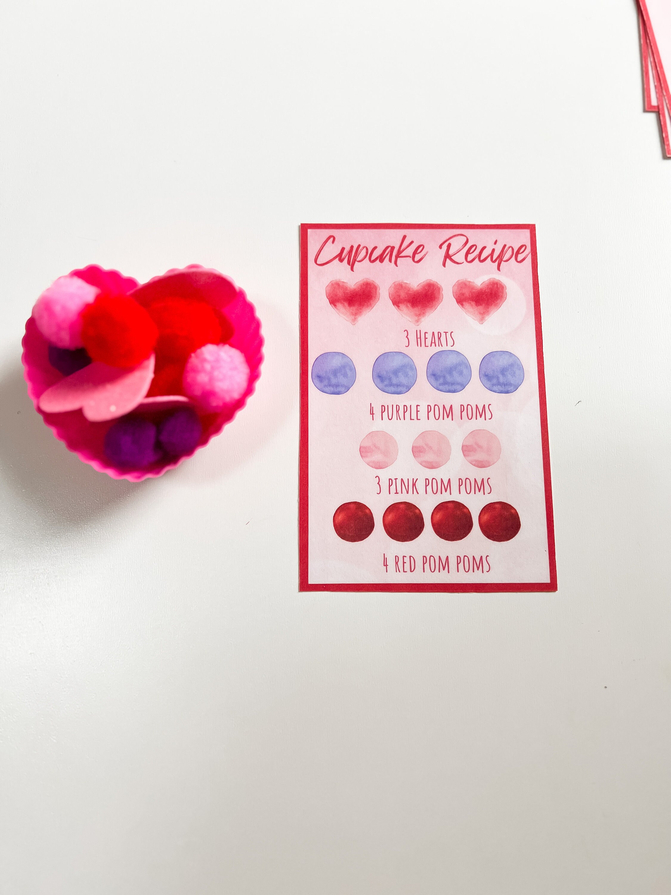Valentine's Day Cupcake Recipe Cards for Sensory Bin Play, DIGITAL ...