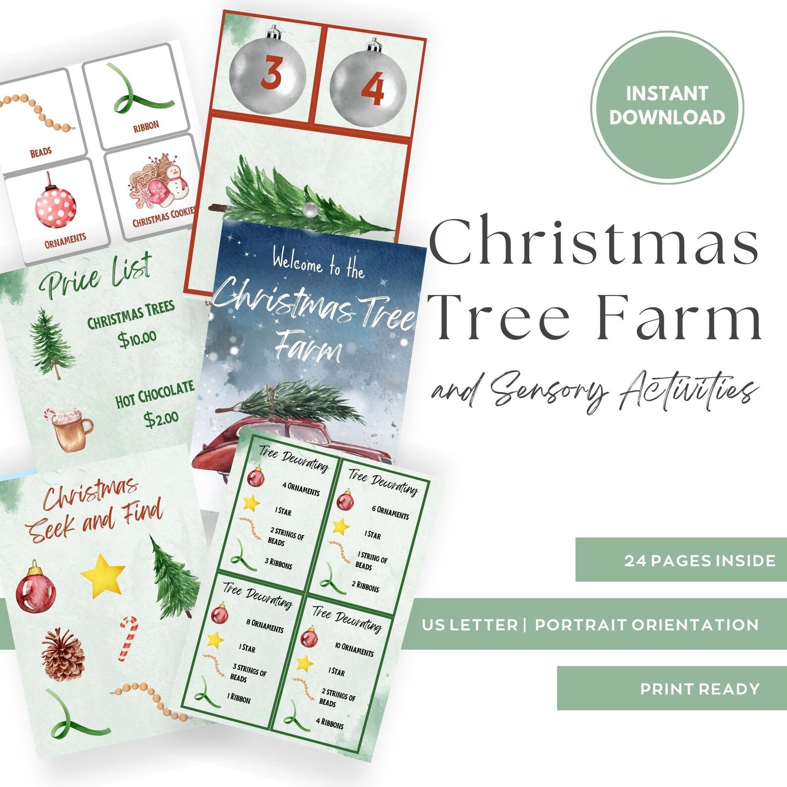 Christmas Tree Farm Dramatic Play Center/sensory Activities, DIGITAL ...