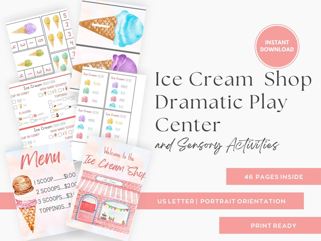 Ice Cream Shop Dramatic Play Center and Sensory Bin - Etsy
