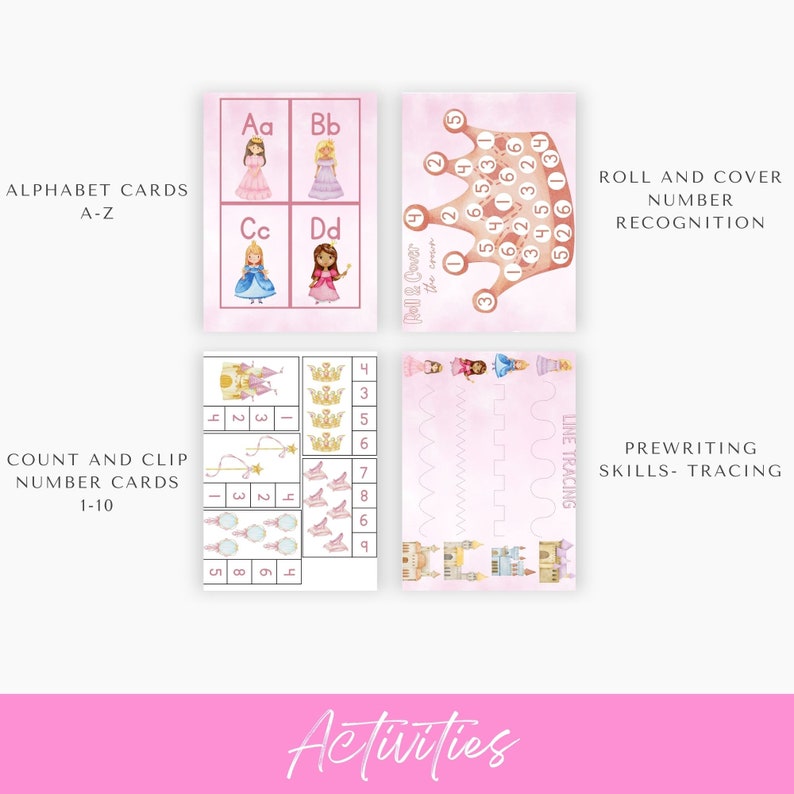 Princess Theme Learning Printables for Preschool and Kindergarten ...