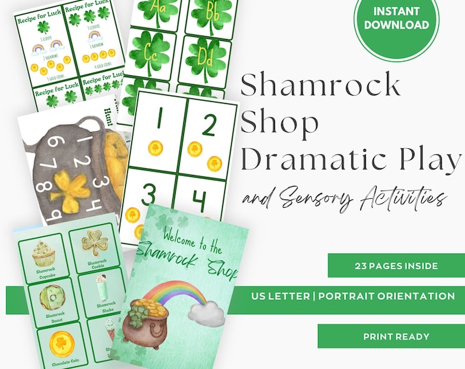 Shamrock Cafe Dramatic Play Set, St. Patrick's Day Pretend Play Set ...