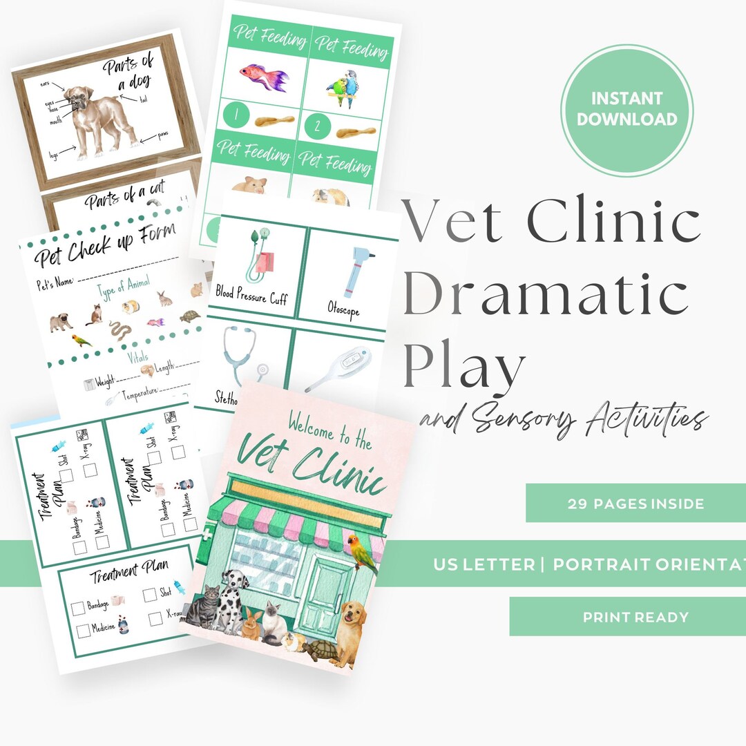 Vet Clinic/animal Hospital Dramatic Play Center and Sensory Bin ...