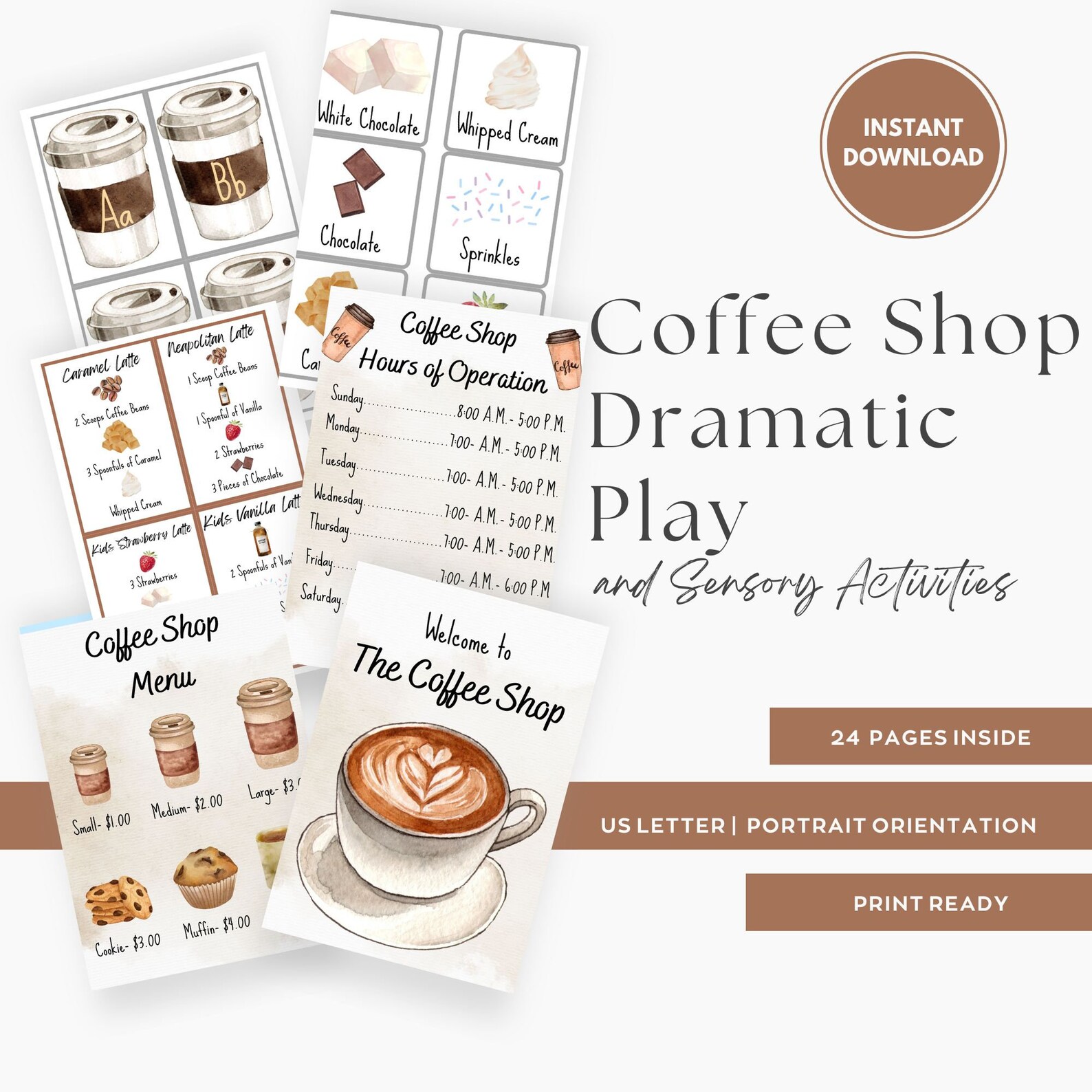 Coffee Shop Dramatic Play Center and Activities, DIGITAL DOWNLOAD - Etsy UK
