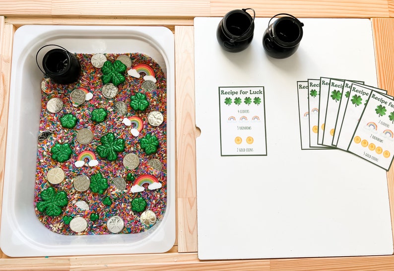 St. Patrick's Day Sensory Bin Activities, Sensory Recipe Cards, Sensory ...
