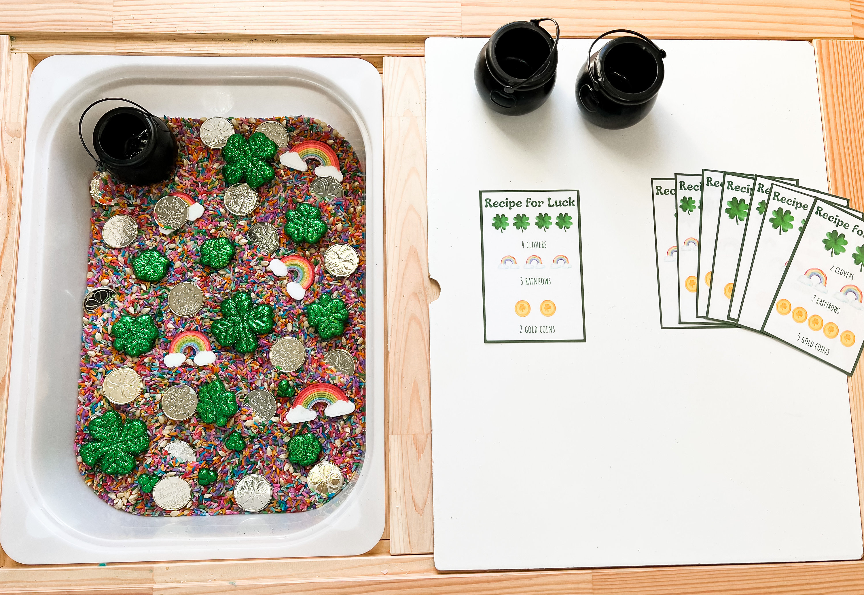 St. Patrick's Day Sensory Bin Activities, Sensory Recipe Cards, Sensory ...