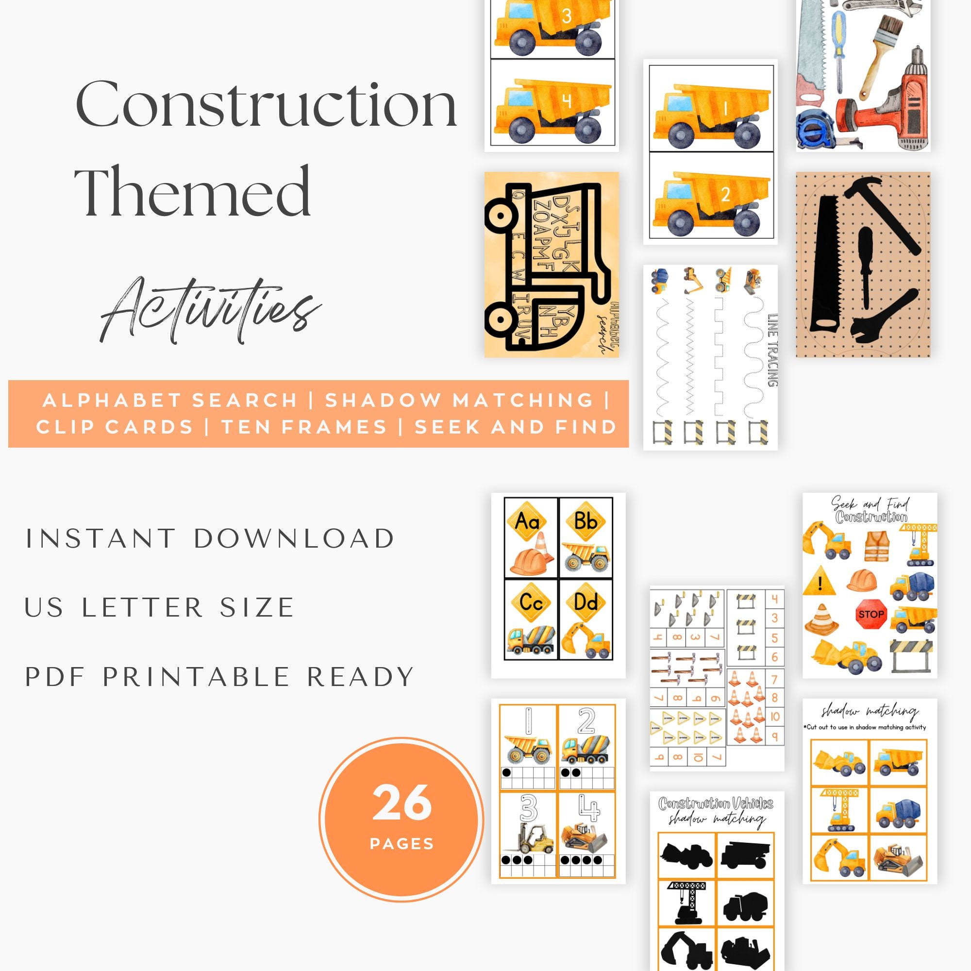 Construction Themed Bundle, Preschool Printables, Construction ...