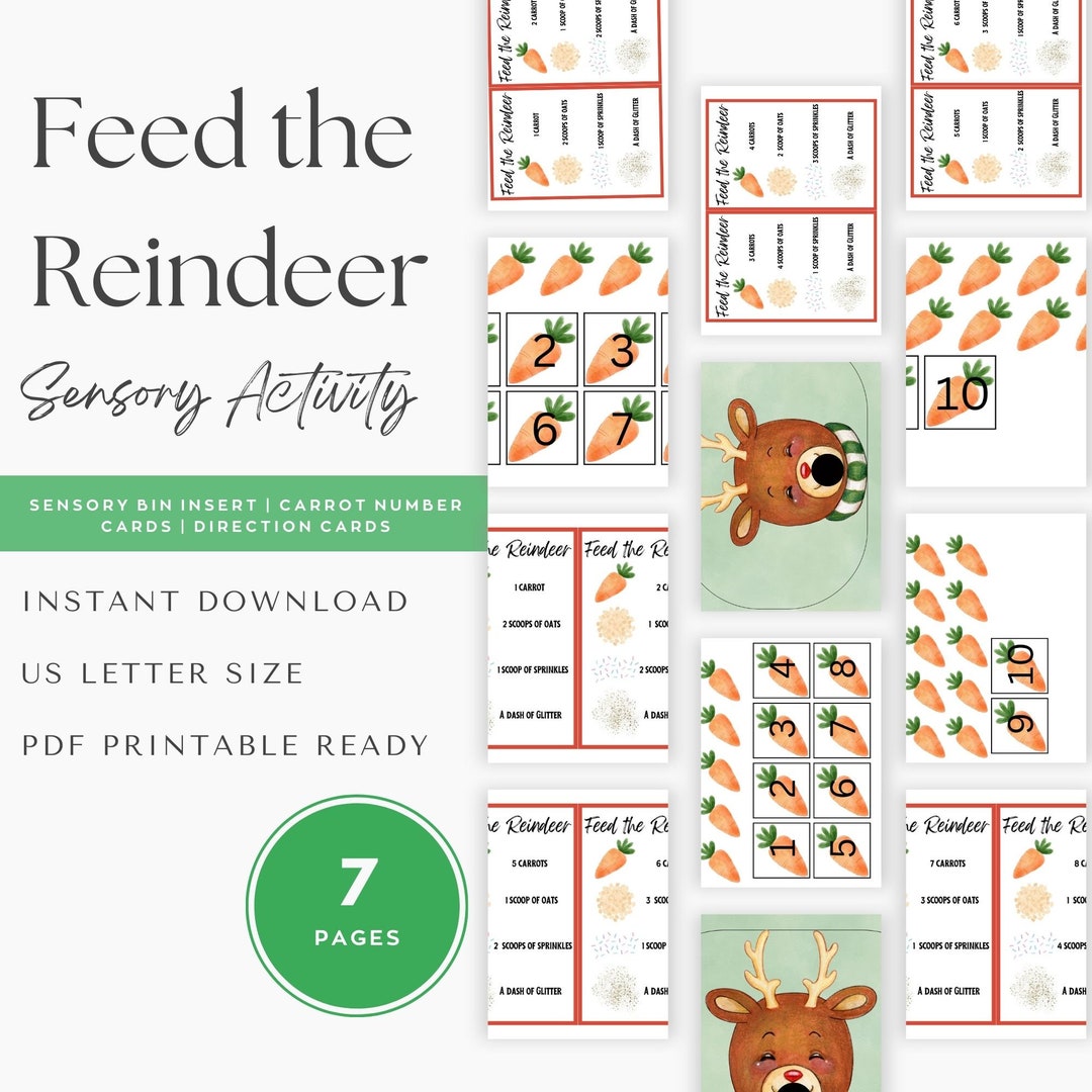 Feed the Reindeer Sensory Activity and Direction Cards, DIGITAL ...