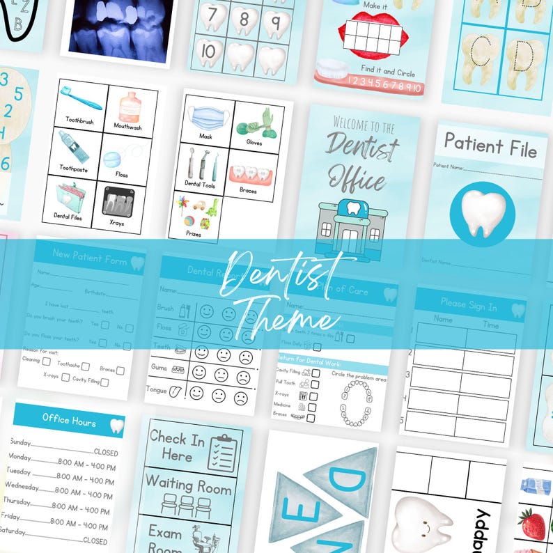 Dentist Office Dramatic Play Printables, Preschool Learning (digital ...