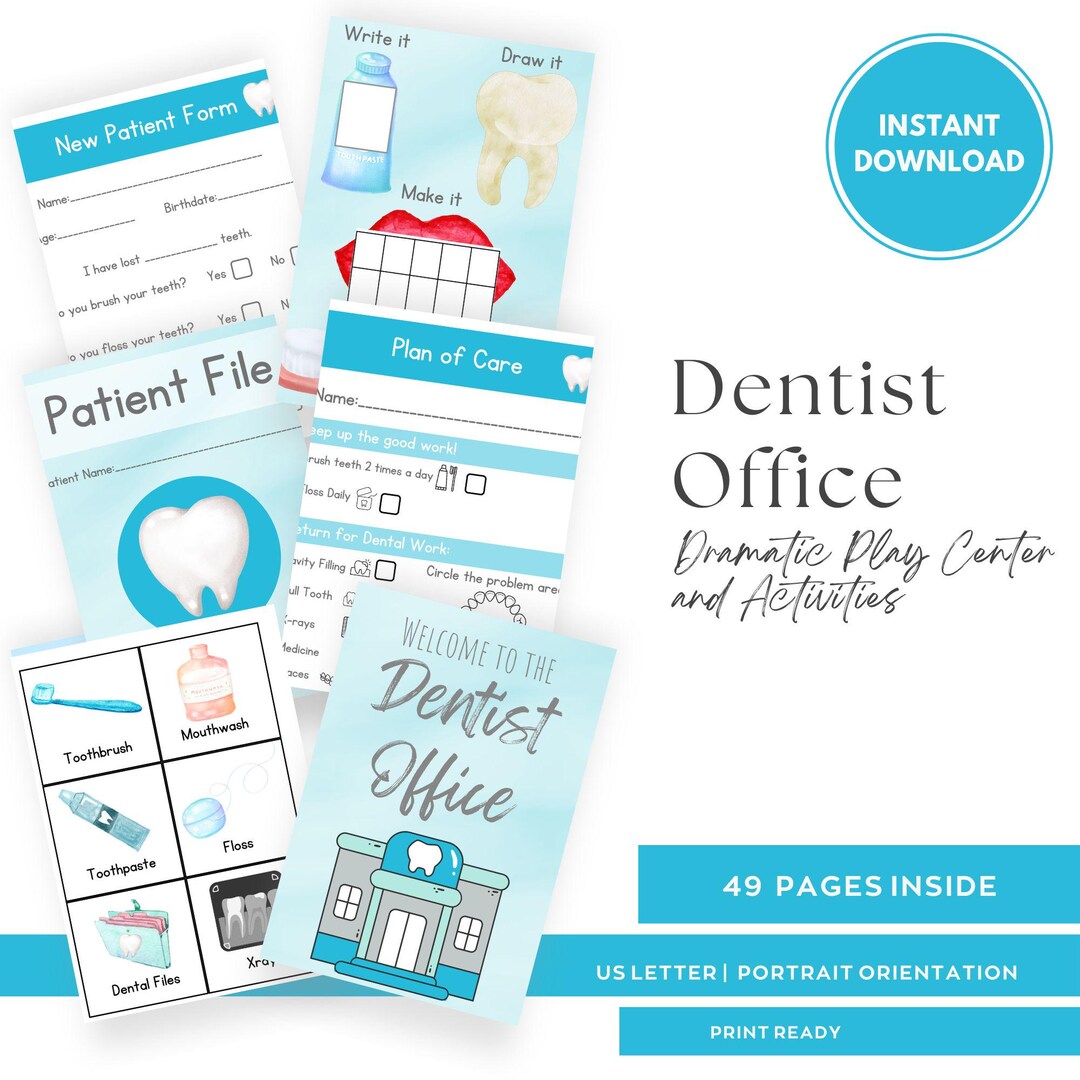 Dentist Office Dramatic Play Center and Sensory Bin Activities, Pretend ...