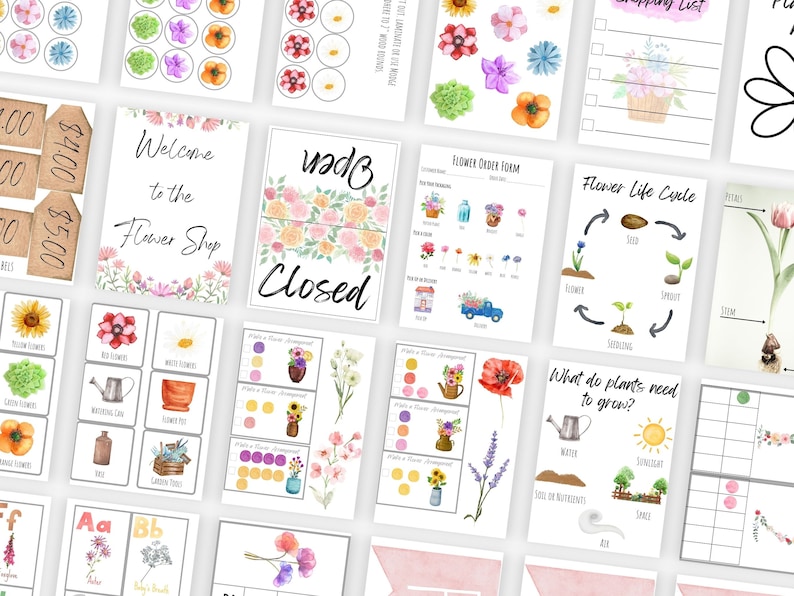 Flower Shop Dramatic Play Printables, Sensory Activities (PDF) - Etsy