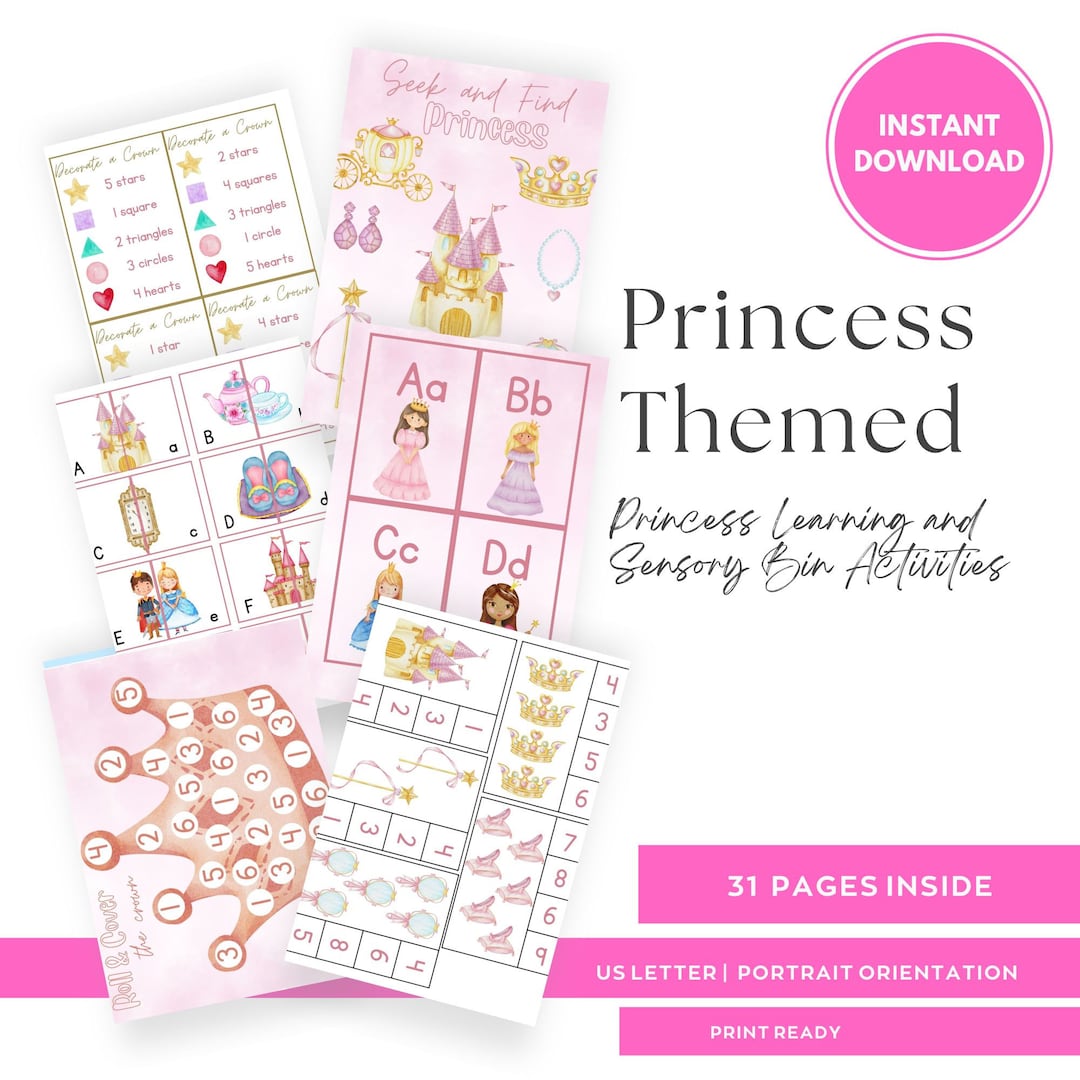 Princess Theme Learning Printables for Preschool and Kindergarten ...