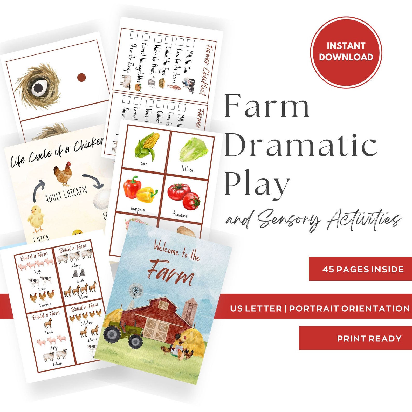 Farm/farmers Market Dramatic Play Center and Sensory Bin Activities ...