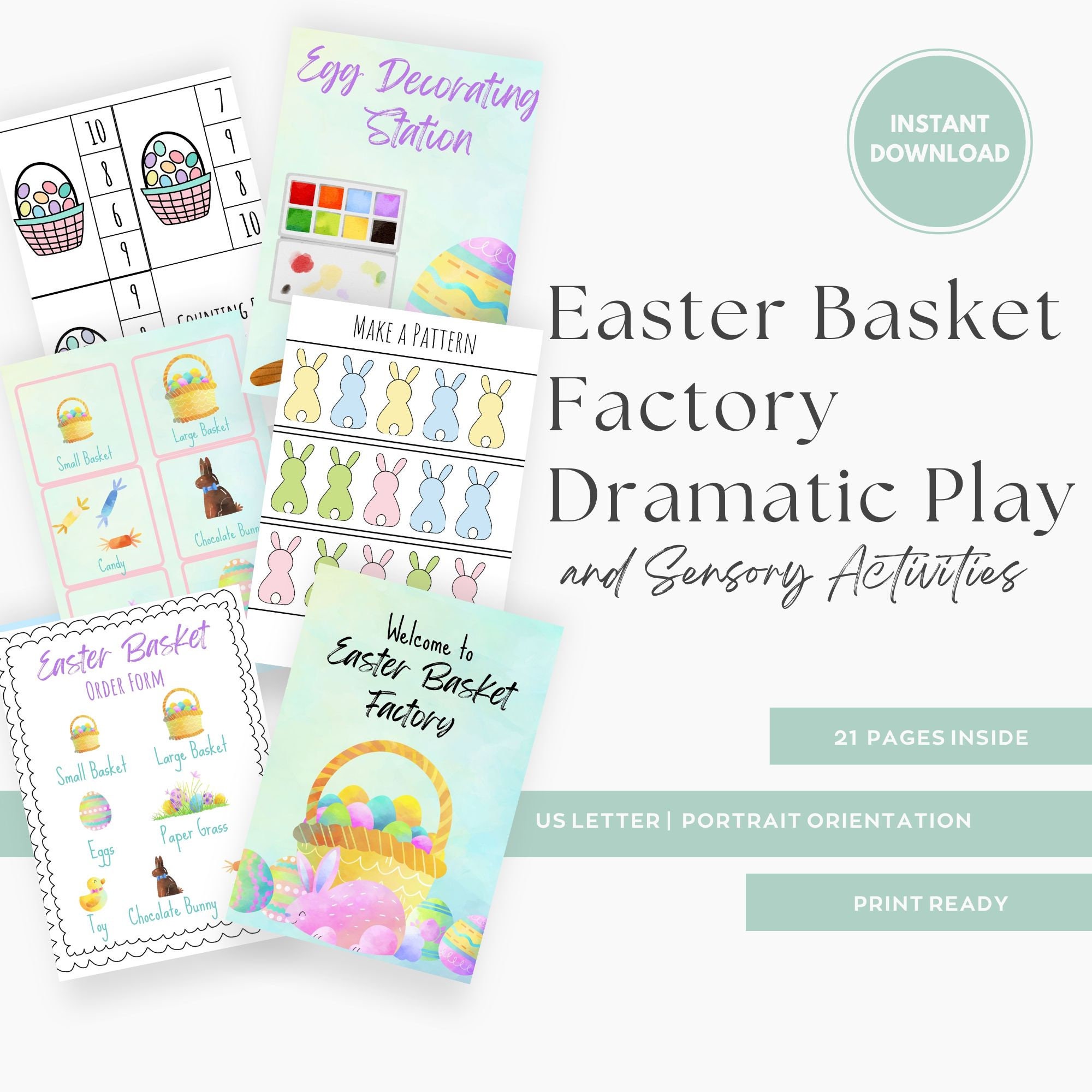 Easter Basket Factory Dramatic Play Center, Sensory Bin, Easter Pretend ...
