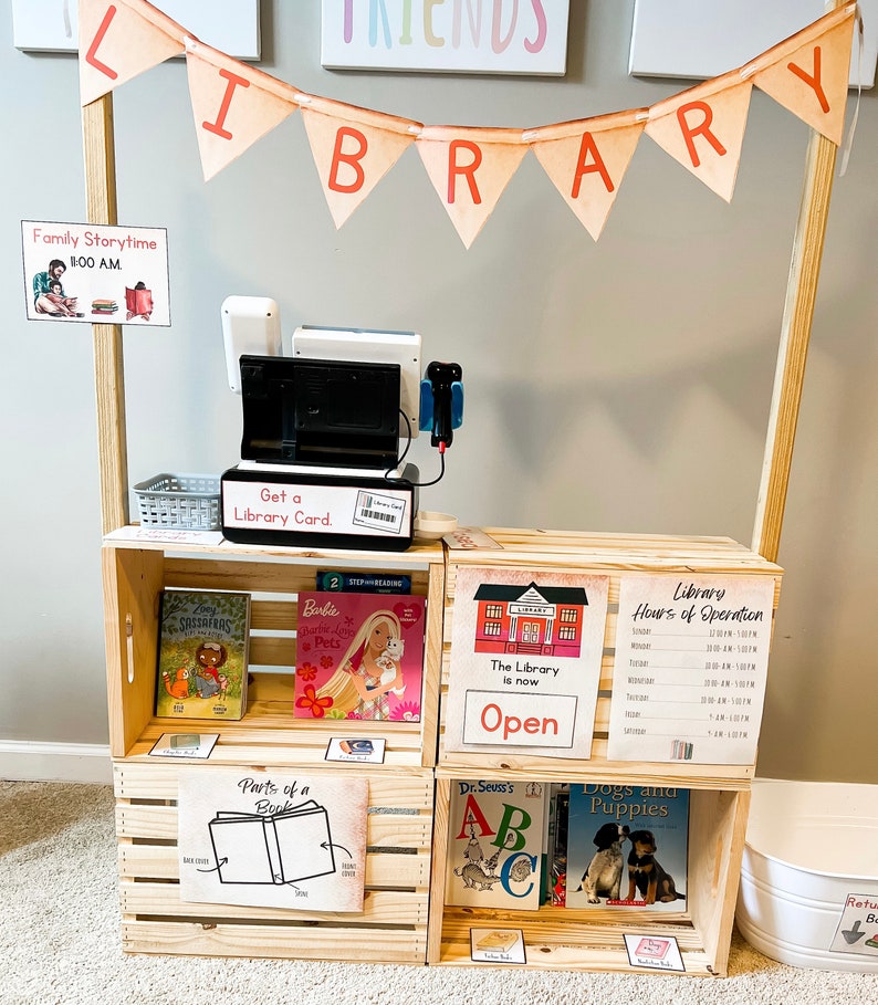 Library Dramatic Play Center, Sensory Bin, Preschool Center, Homeschool ...