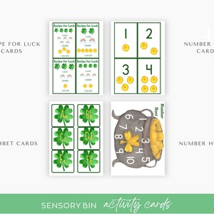St. Patrick's Day Sensory Bin Activities, Sensory Recipe Cards, Sensory ...