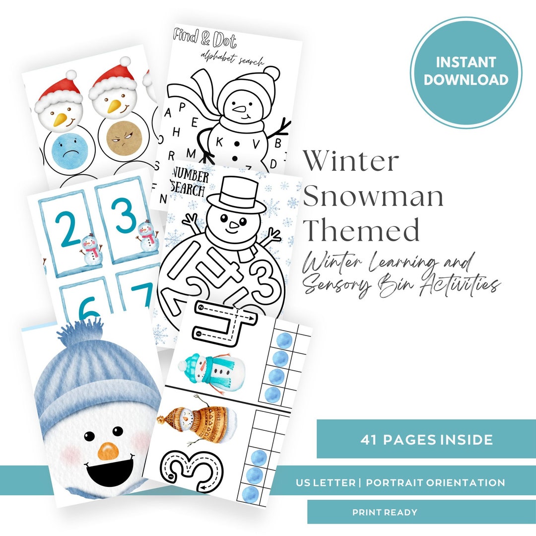Winter Snowman Themed Preschool Activities, Sensory Bin, Preschool ...