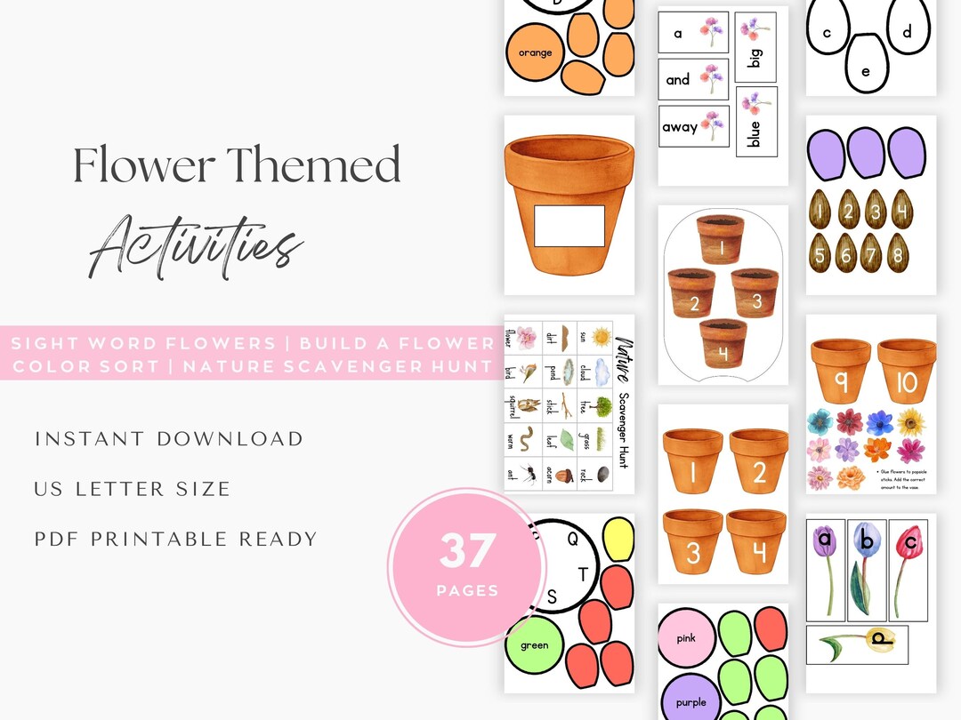 Flower Themed Bundle Flower Unit Study Preschool Printable - Etsy