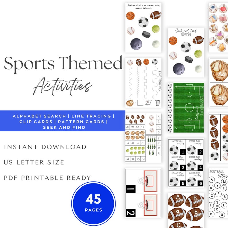Sports Themed Learning Bundle, Preschool Printable, Preschool ...