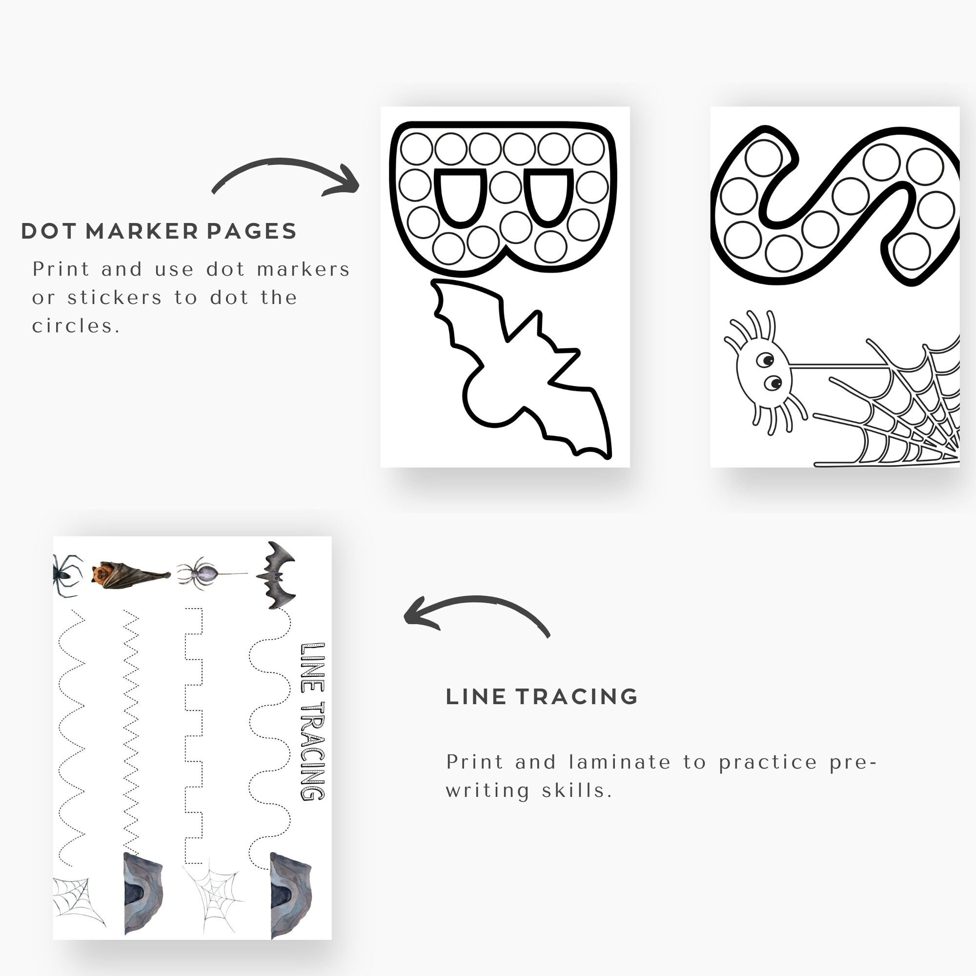 Spider & Bat Theme Activities, Halloween Preschool Printable ...