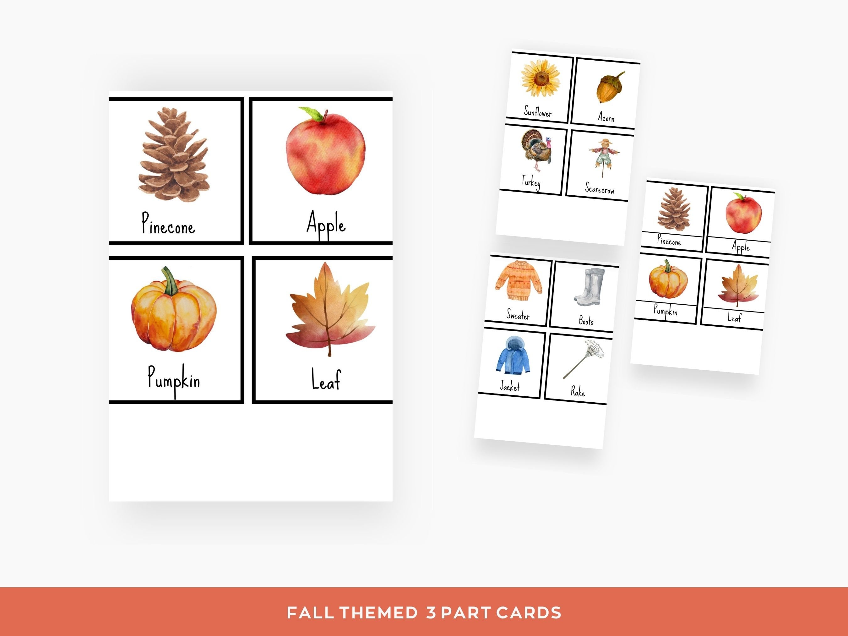 Fall/autumn Theme Sensory Bin Activities, 3 Part Cards, Seek and Find ...