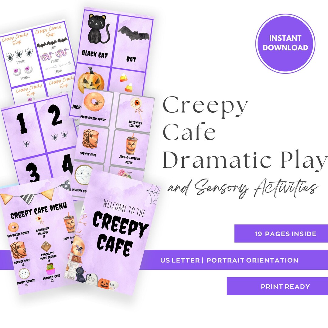 Halloween/creepy Cafe Dramatic Play Center and Sensory Bin Activities ...