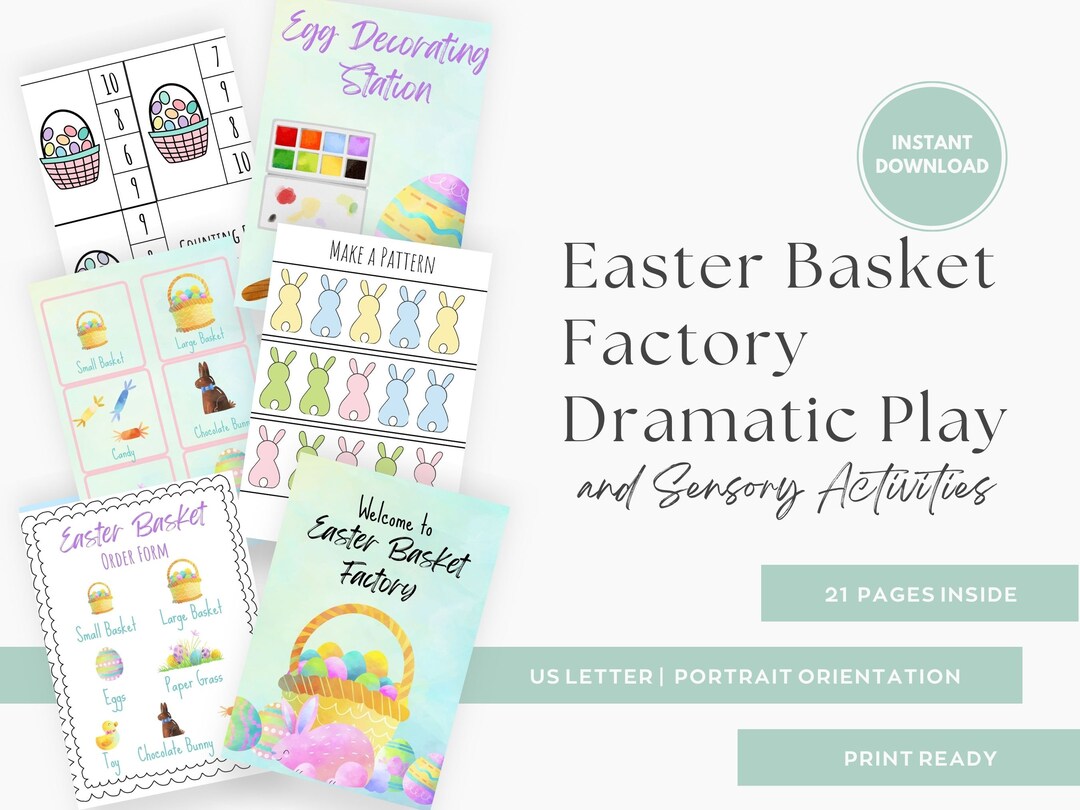 Easter Basket Factory Dramatic Play Center, Sensory Bin, Easter Pretend ...