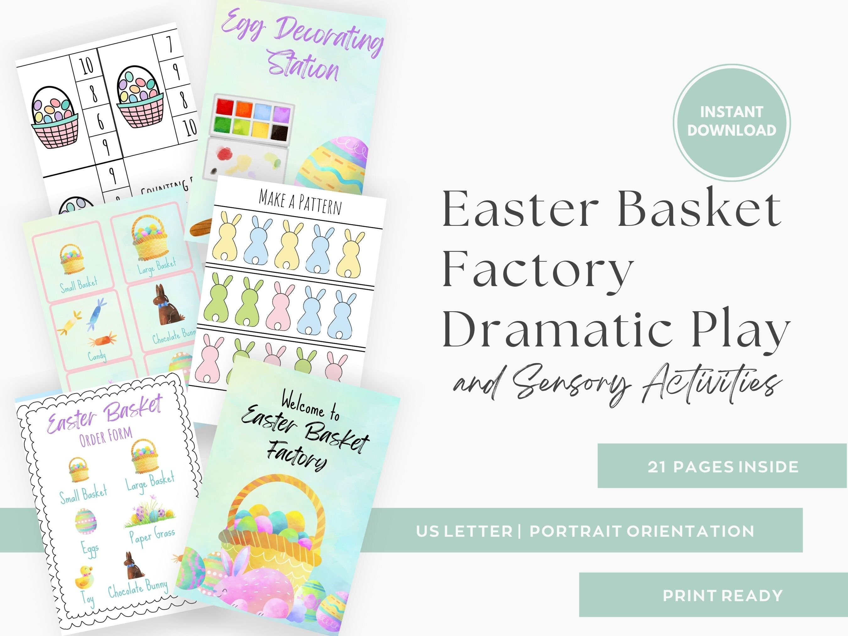 Easter Basket Factory Dramatic Play Center, Sensory Bin, Easter Pretend ...