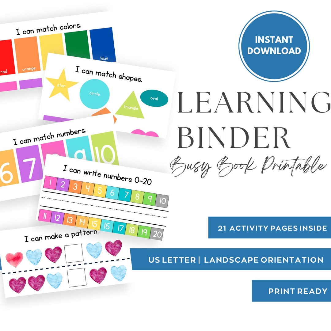 Learning Binder, Busy Book, Preschool, Toddler, DIY, Printable, DIGITAL ...