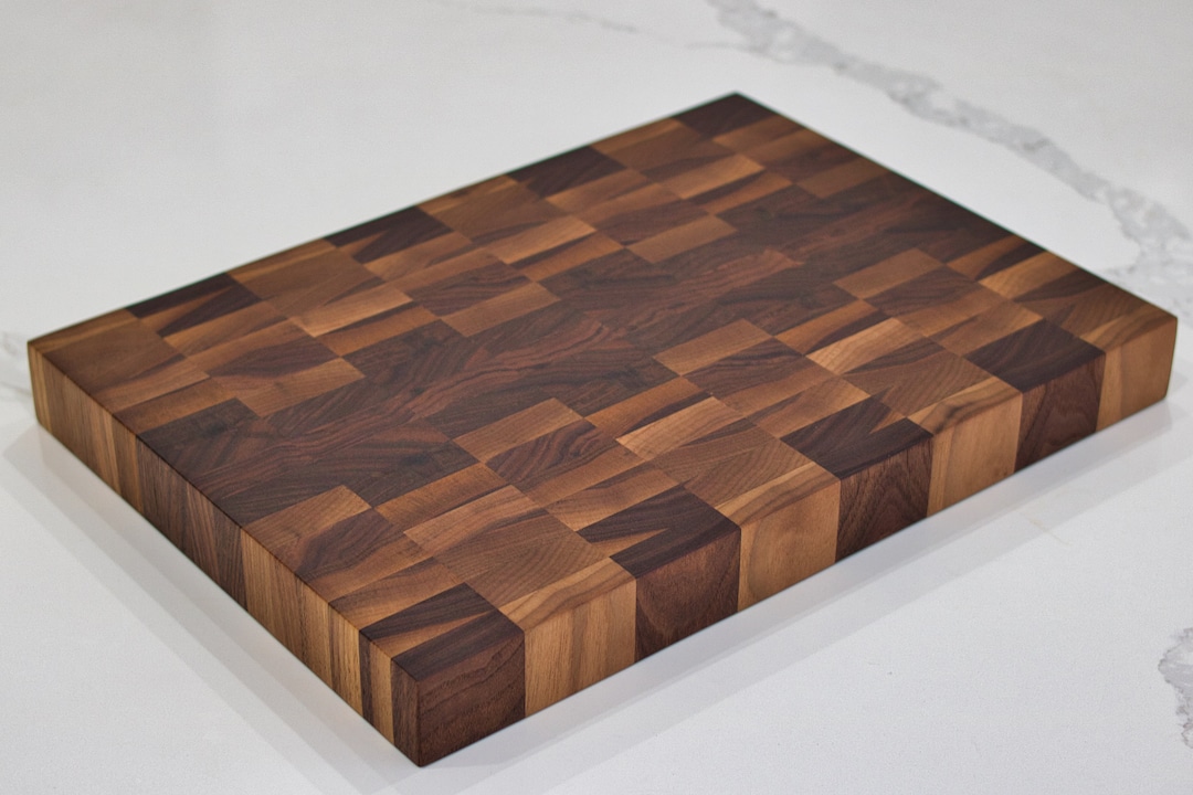 Walnut End Grain Cutting Board – Large 12"x18" Wood Cutting Board ...