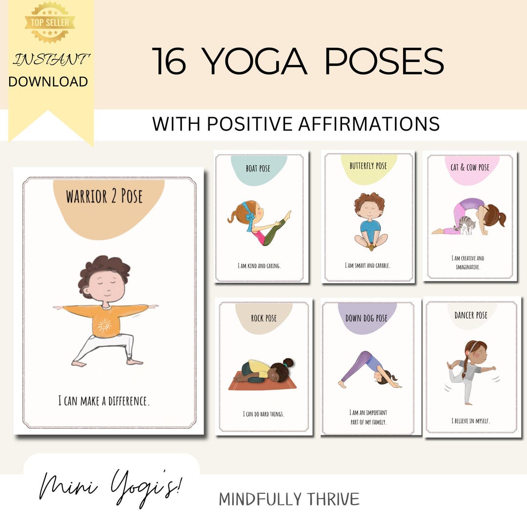 16 Yoga Card Poses, Positive Affirmations, Yoga Flashcards, Yoga ...