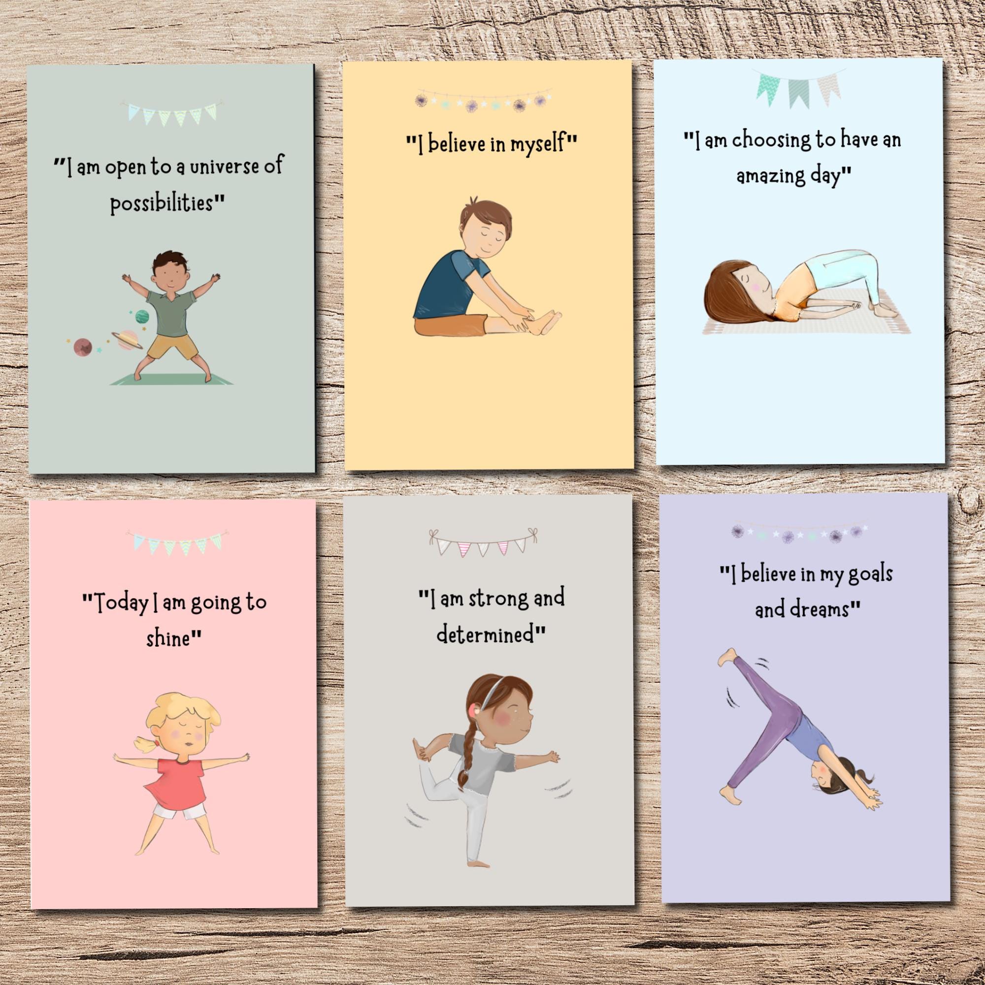 20 Yoga Poses Kids, Positive Affirmation Cards, Self Esteem, Confidence ...