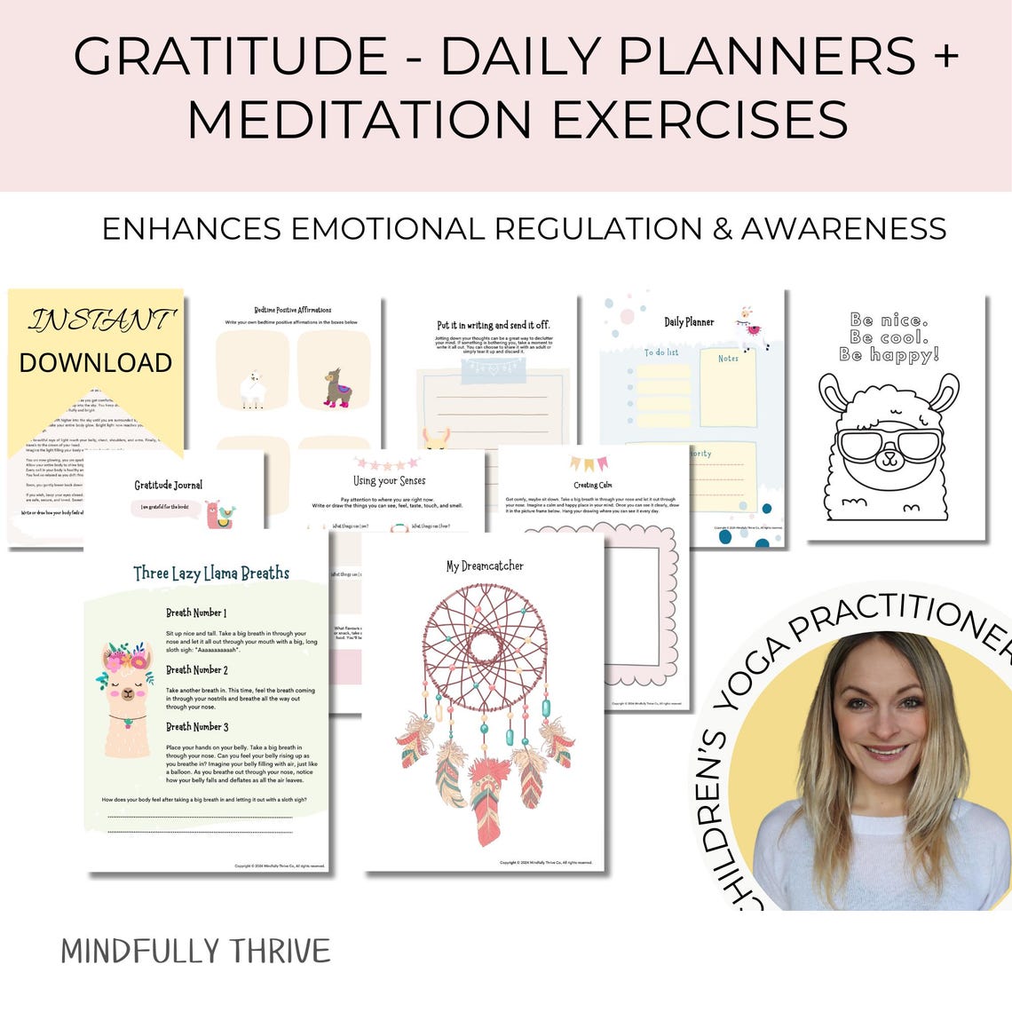 Kids Yoga Mindfulness Workbook: Llama Theme, Positive Affirmations ...
