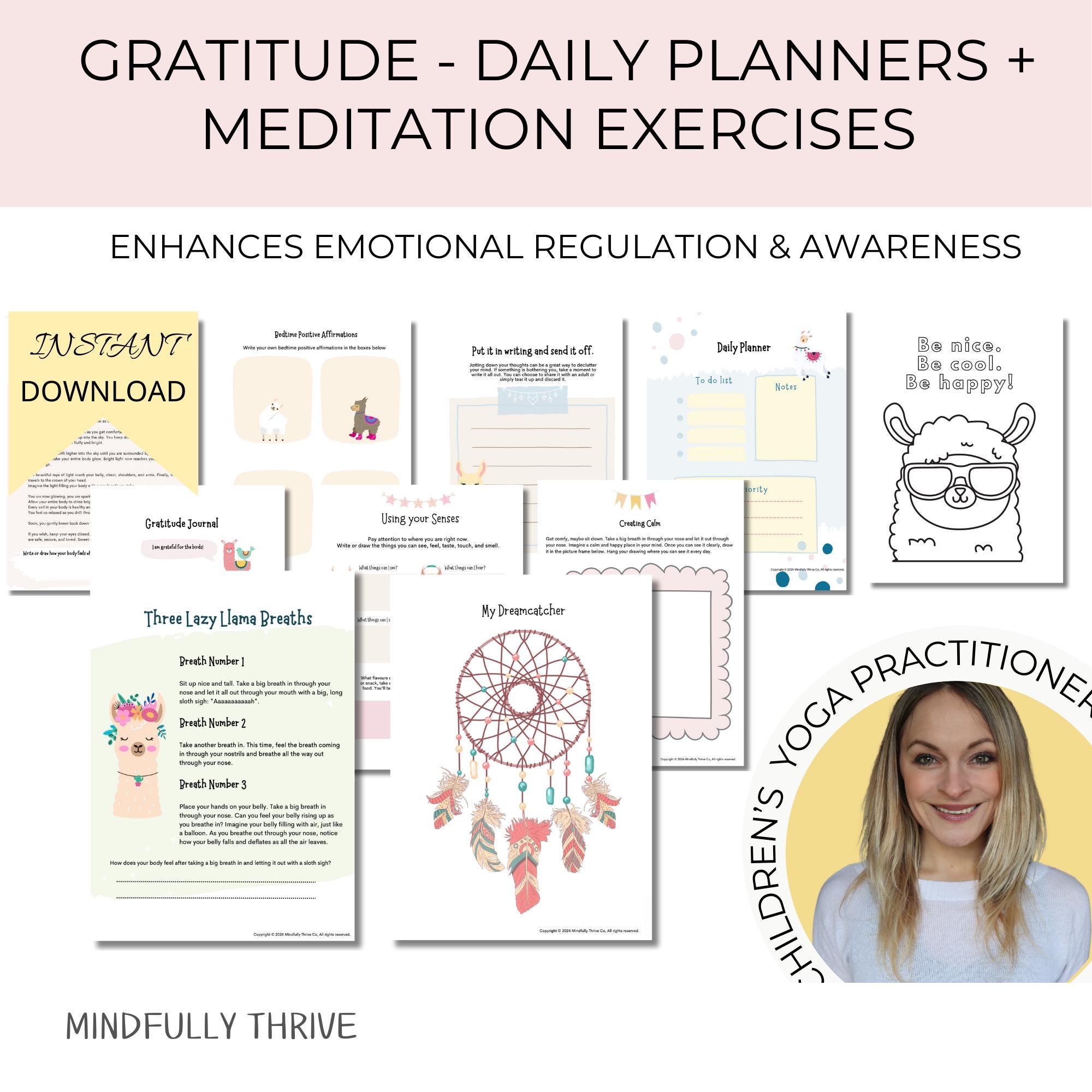 Kids Yoga Mindfulness Workbook: Llama Theme, Positive Affirmations ...