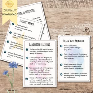 Mindful Breathing Cards for Kids, Printable Calm Down Flashcards ...