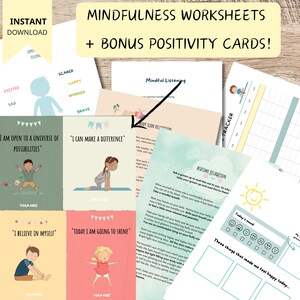 40 Kids Yoga & Mindfulness Cards, Flashcards, Positive Affirmations ...