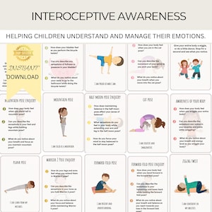 60 BODY AWARENESS Exercises, Yoga Flashcards, Yoga Poses, Interoceptive ...