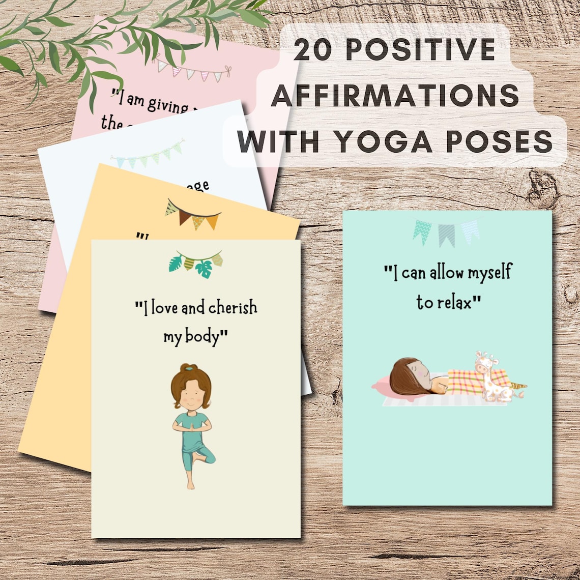 Yoga Poses Kids Cards: Positive Affirmations, Self Esteem (digital ...