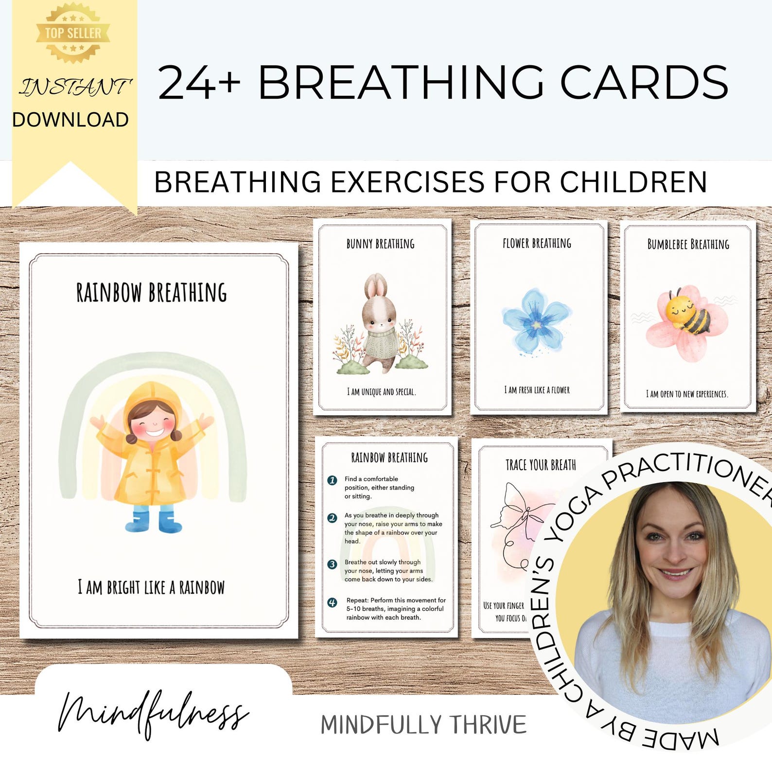 Mindful Breathing Cards for Kids, Printable Calm Down Flashcards ...