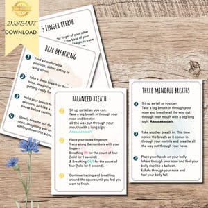 Mindful Breathing Cards for Kids, Printable Calm Down Flashcards ...