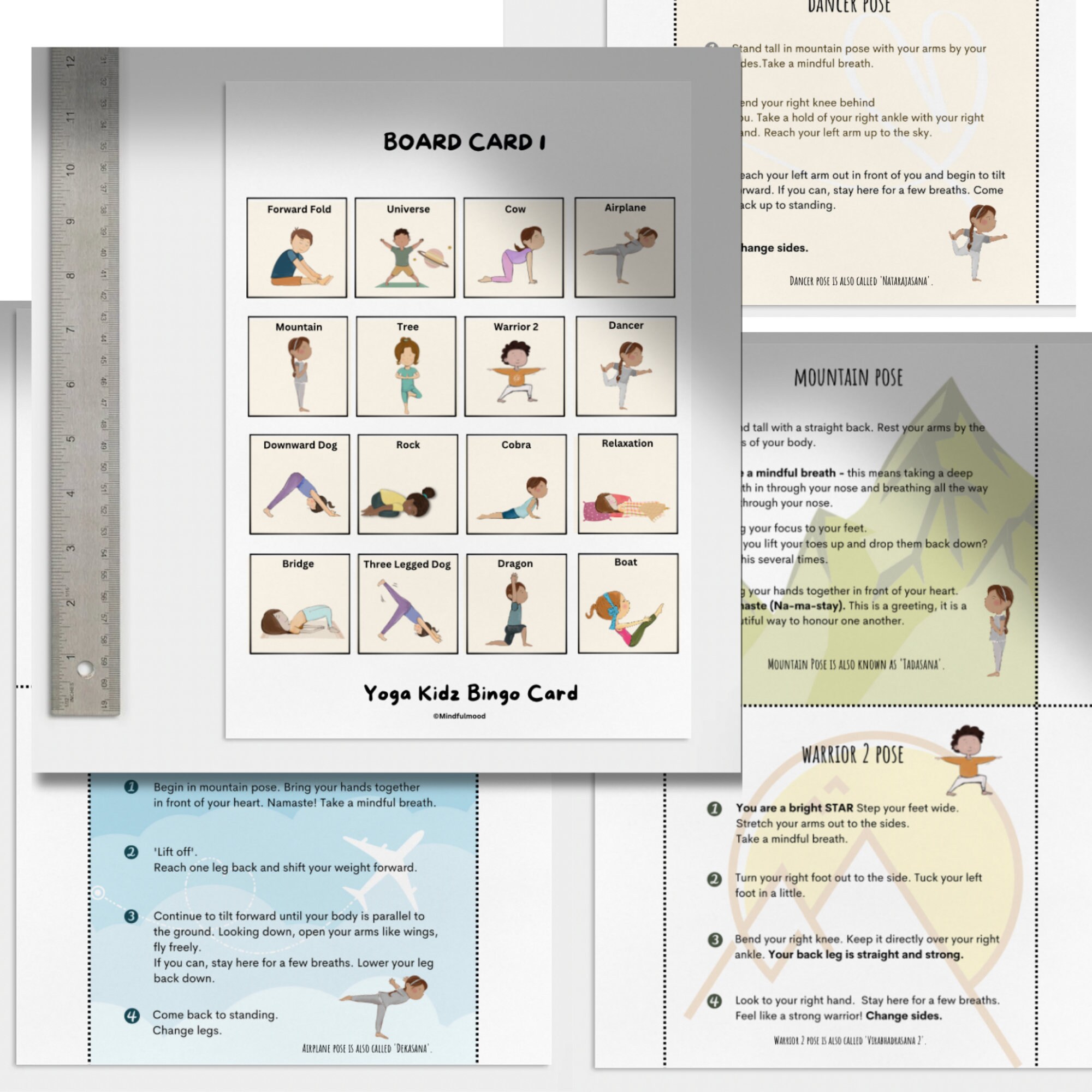 Yoga Bingo/20 Yoga Poses/ Mindfulness/ Kids Exercises/ Physical ...
