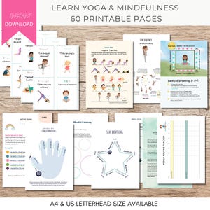 Kids Yoga & Mindfulness Cards, Yoga Flashcard, Positive Affirmation ...
