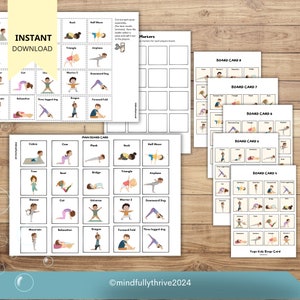 Yoga Bingo, Kids Yoga Game, Mindfulness Activity, Brain Break, Movement ...