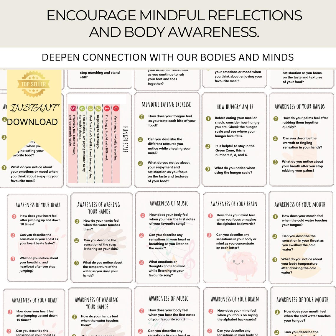 60 BODY AWARENESS Exercises, Yoga Flashcards, Yoga Poses, Interoceptive ...