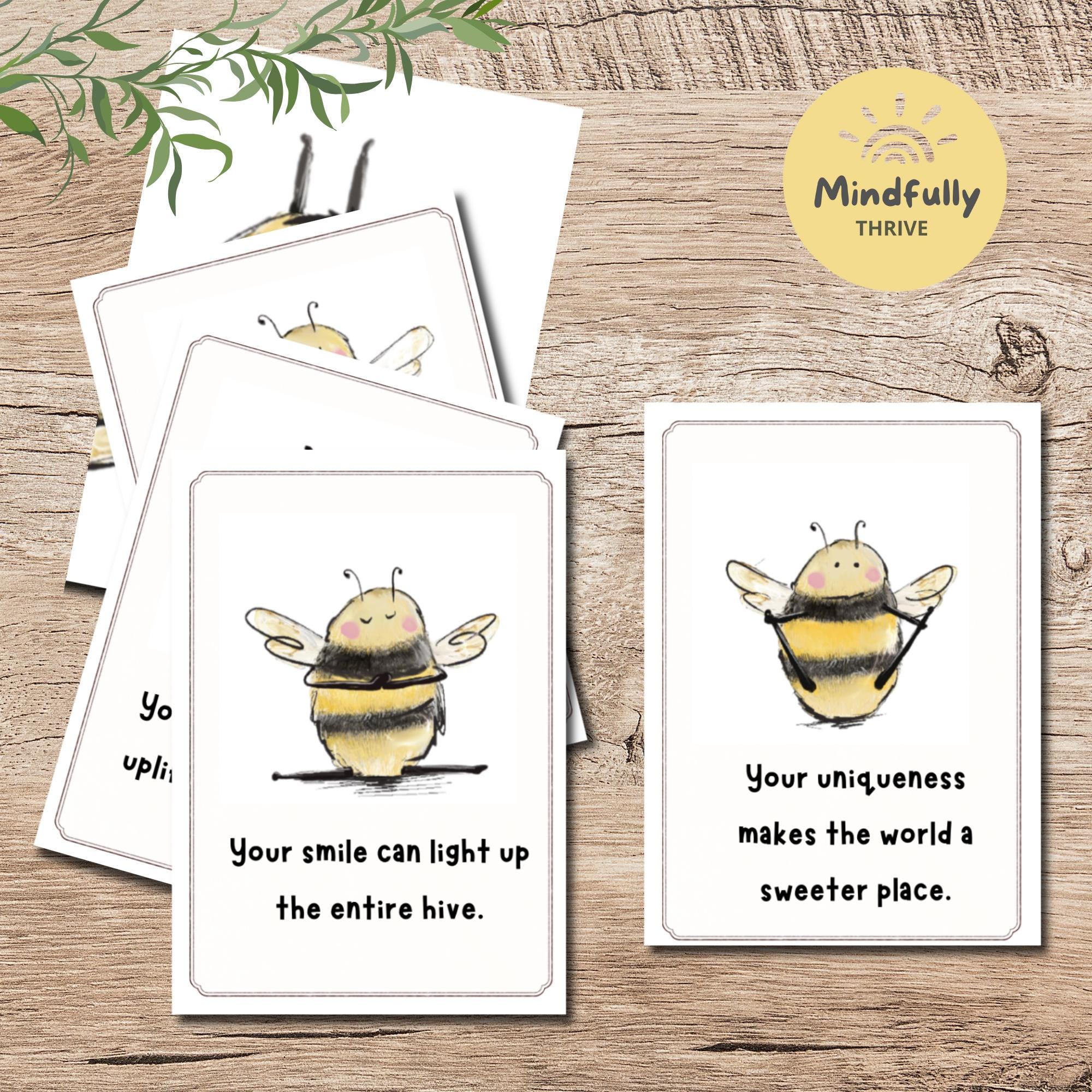 Yoga Bees Positive Affirmation Cards: Kids Confidence (printable). - Etsy