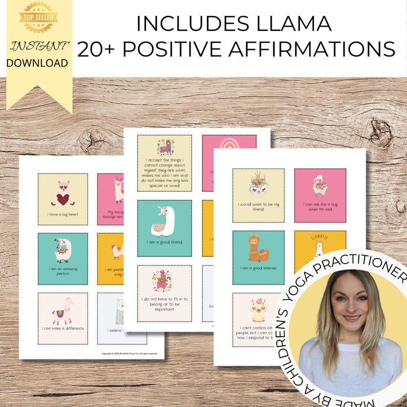 Kids Yoga Mindfulness Workbook: Llama Theme, Positive Affirmations ...