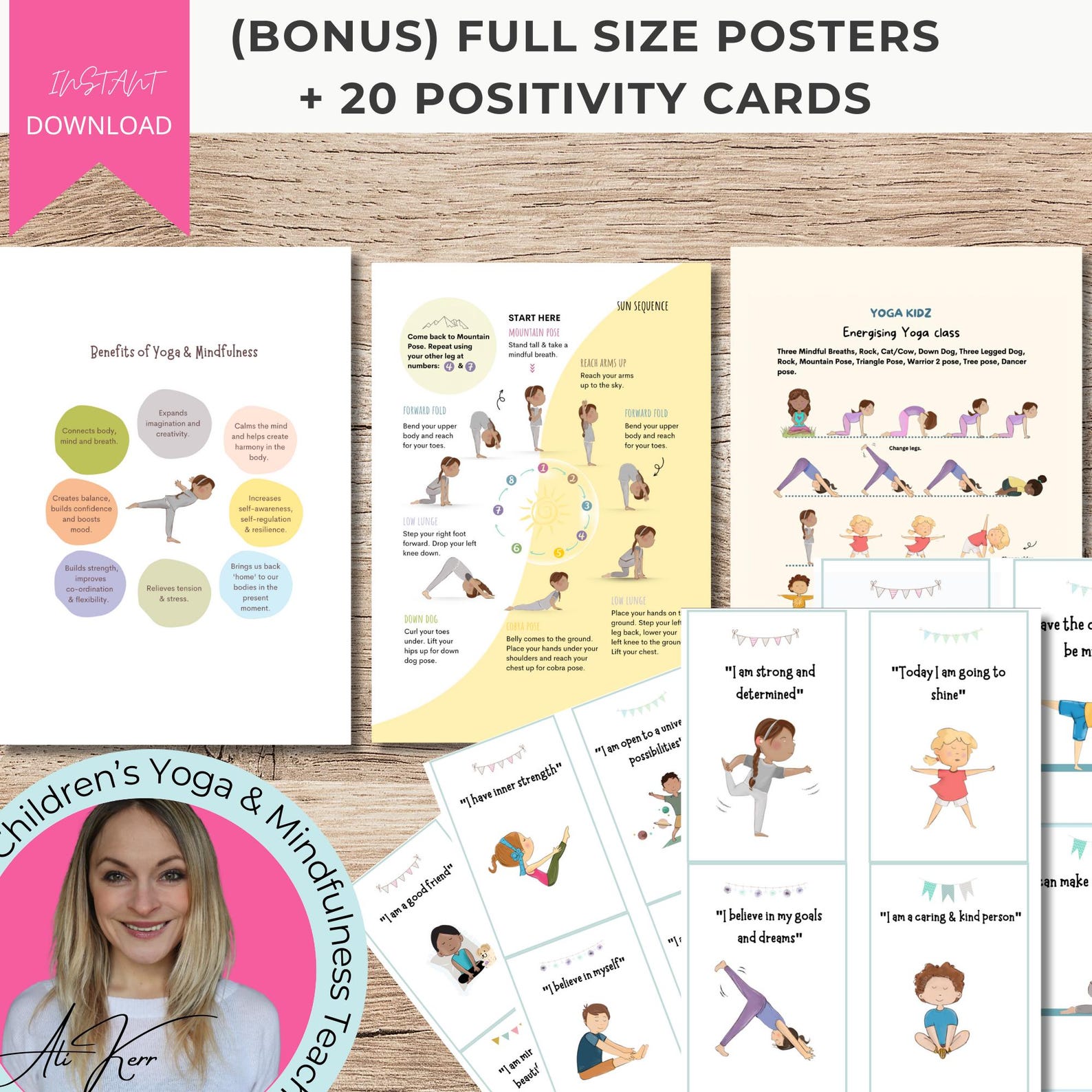 Kids Yoga & Mindfulness Cards, Yoga Flashcard, Positive Affirmation ...