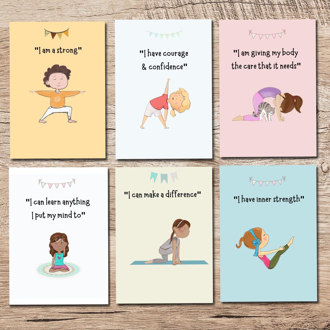 20 Yoga Poses Kids, Positive Affirmation Cards, Self Esteem, Confidence ...