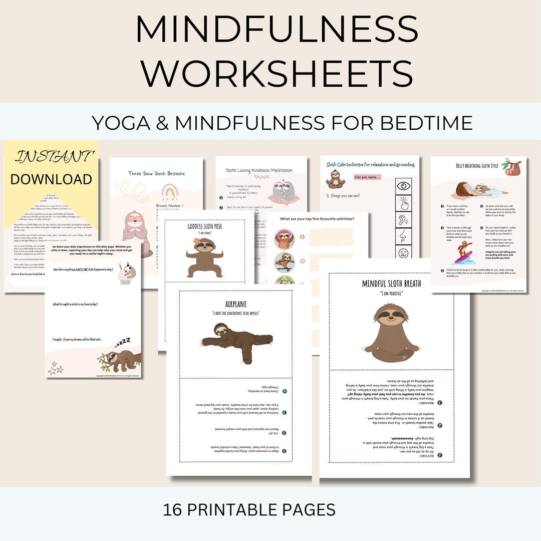 Sleepy Sloth Bedtime Mindfulness Pack: Yoga, Affirmations, Meditation ...