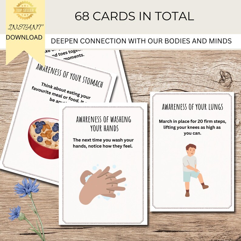 60 BODY AWARENESS Exercises, Yoga Flashcards, Yoga Poses, Interoceptive ...